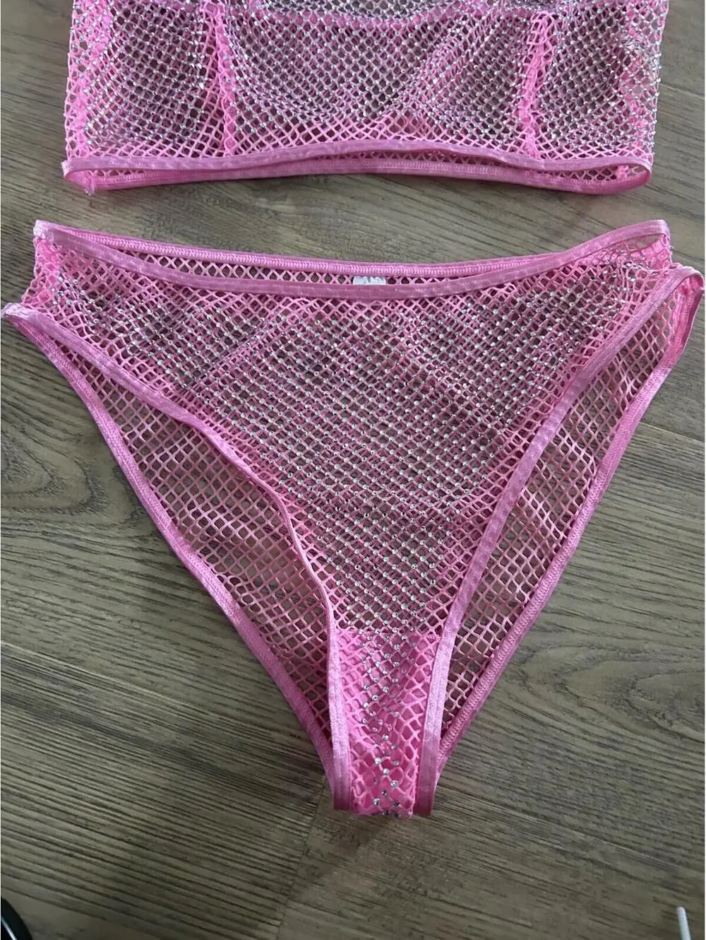 Roma | Tops | Roma Rhinestone Fishnet Crop Top Tube Bra Sheer High ...